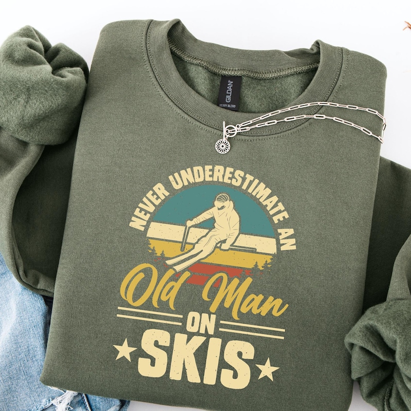 Old Man Skiing Sweatshirt - Etsy