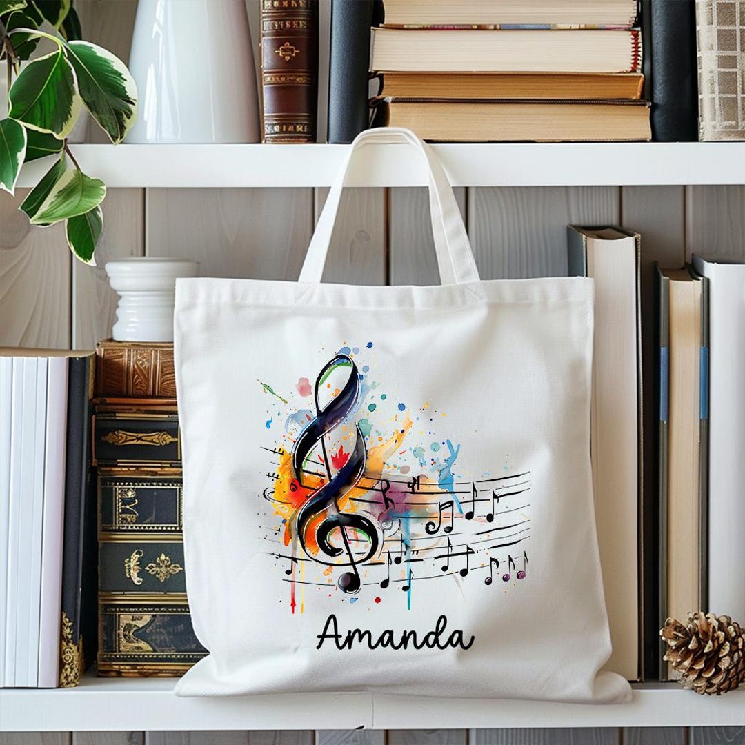 Personalized Music Notes Tote Bag: Custom Musician Gift - Etsy