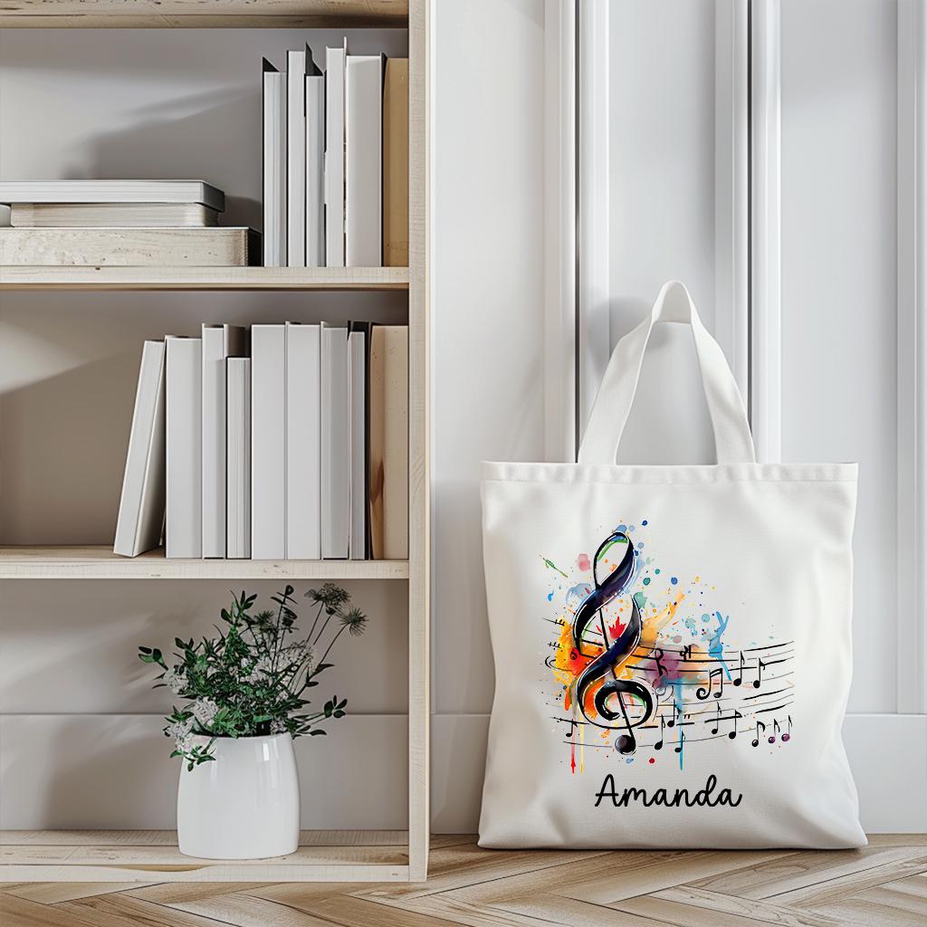 Personalized Music Notes Tote Bag: Custom Musician Gift - Etsy