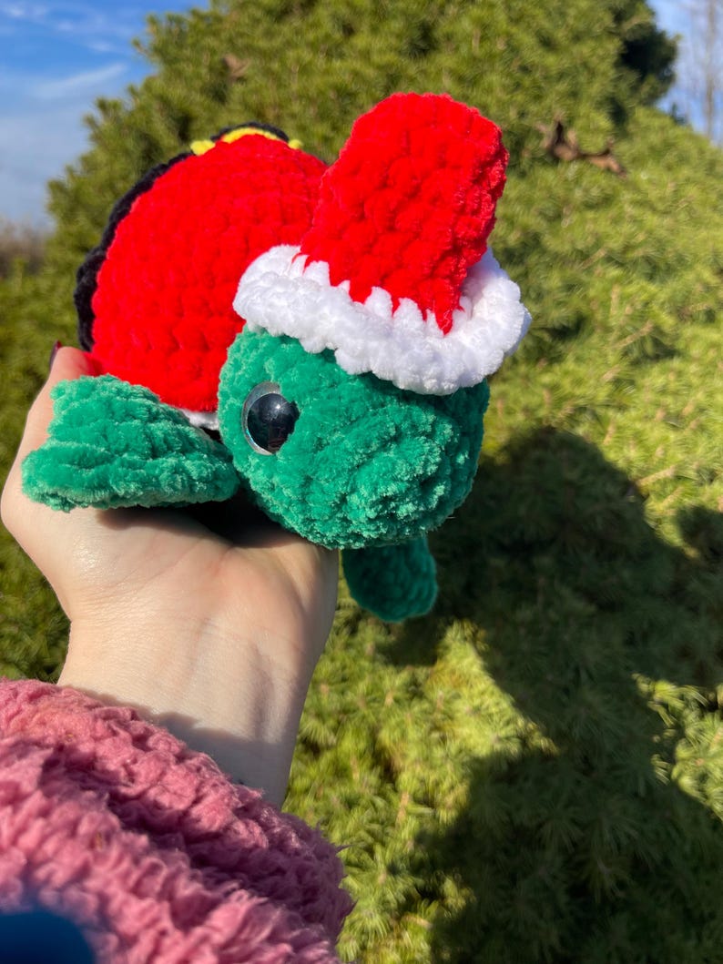 Crochet Christmas Santa Turtle Plushie Stuffed Animal Amigurumi ...