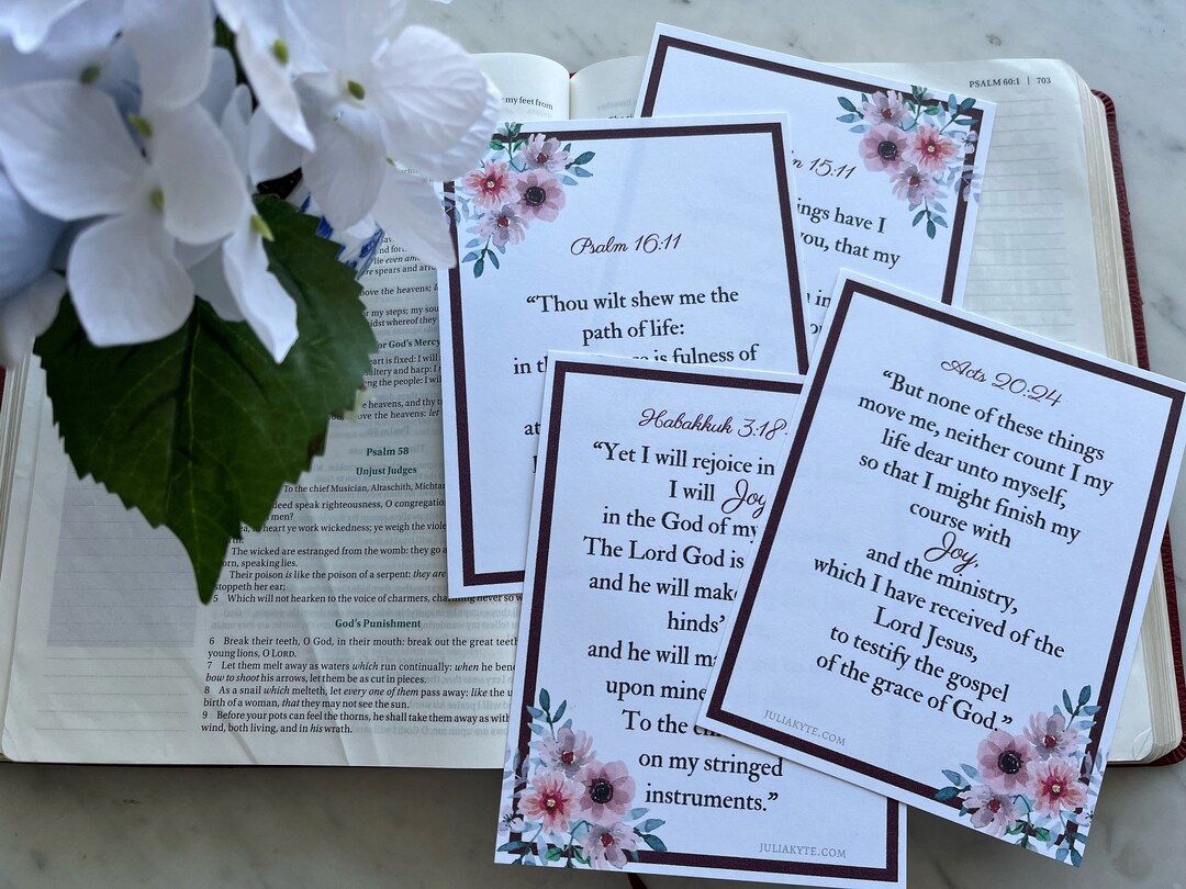 JOY ~ KJV Scripture Bible Memory Verse Cards PDF Printable File - Etsy