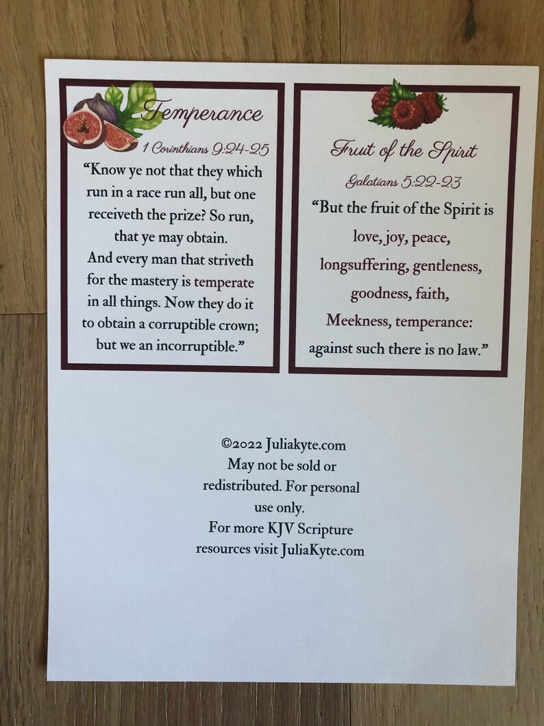 Fruit of the Spirit Printable Verse Set & Memory Challenge Scripture ...