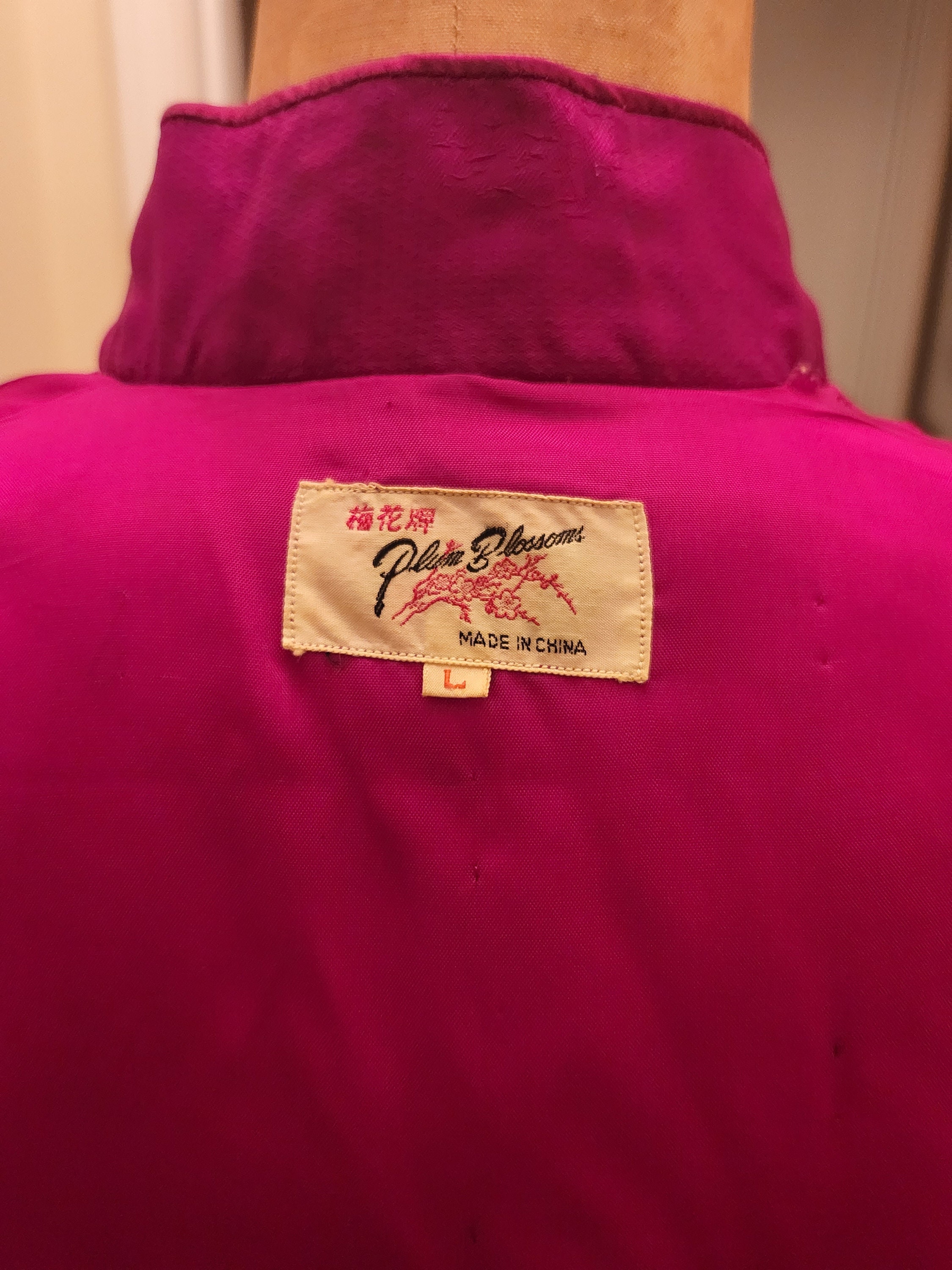Vintage Asian Coat Jacket Silk Fushia Size M/L - Etsy
