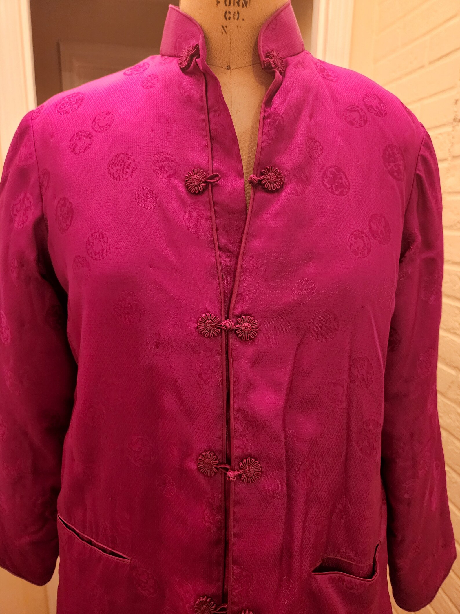 Vintage Asian Coat Jacket Silk Fushia Size M/L - Etsy
