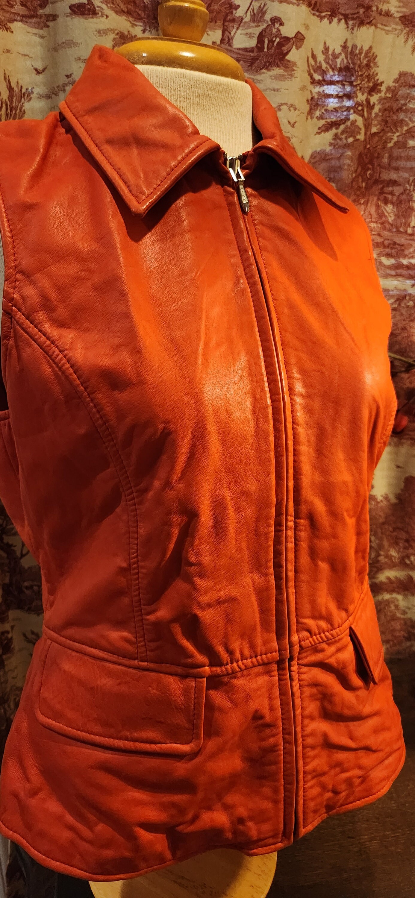Vintage Susie Tompkins Leather Vest Coral - Etsy