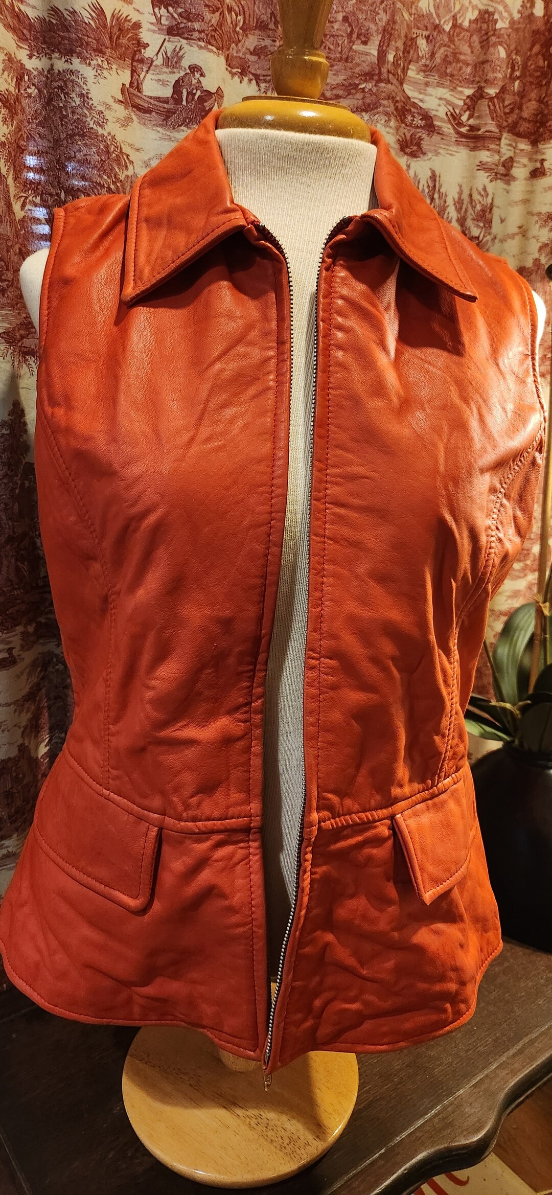 Vintage Susie Tompkins Leather Vest - Coral - Etsy