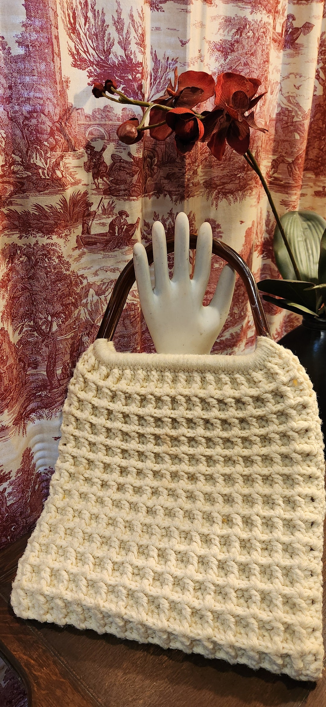 Vintage Waffle Stitch Knit Handmade Handbag - Etsy