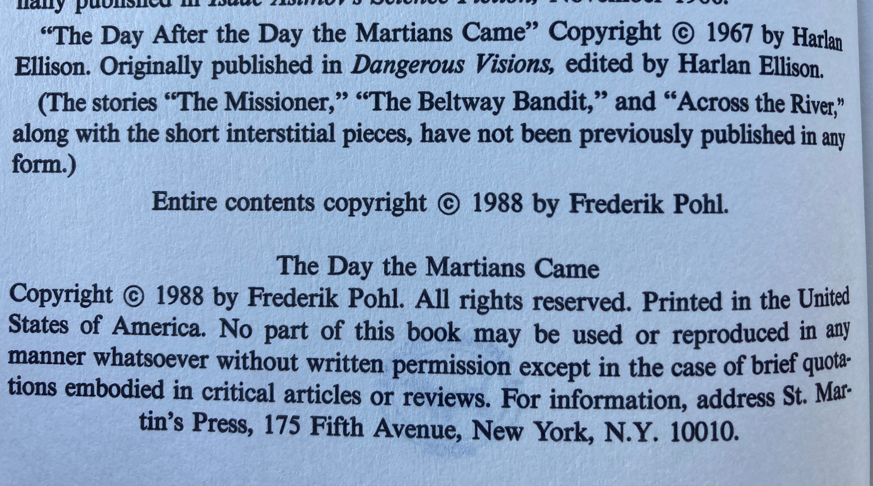 The Day the Martians Came by Frederik Pohl 1988 Vintage Book - Etsy
