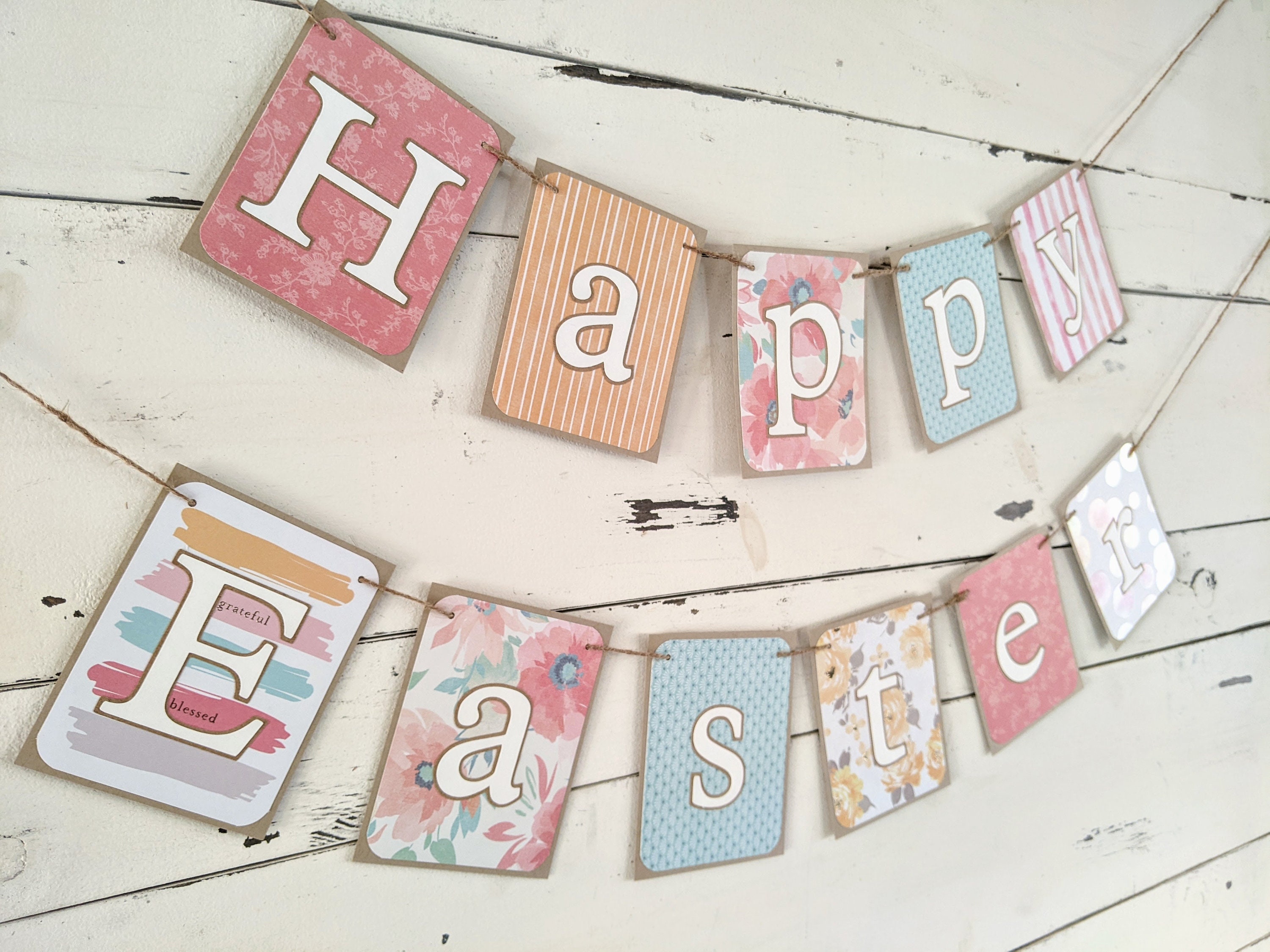 Floral Happy Easter Banner / Easter Banner / Garland / Happy Easter ...