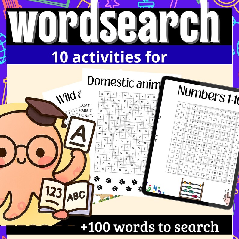 Spanish Word Search Worksheets for Kids – 10 Puzzles for Animals ...