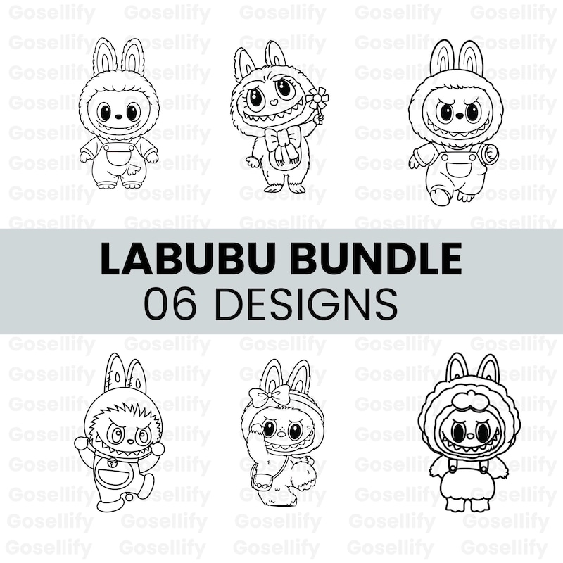 Labubu Outline Svg - Etsy