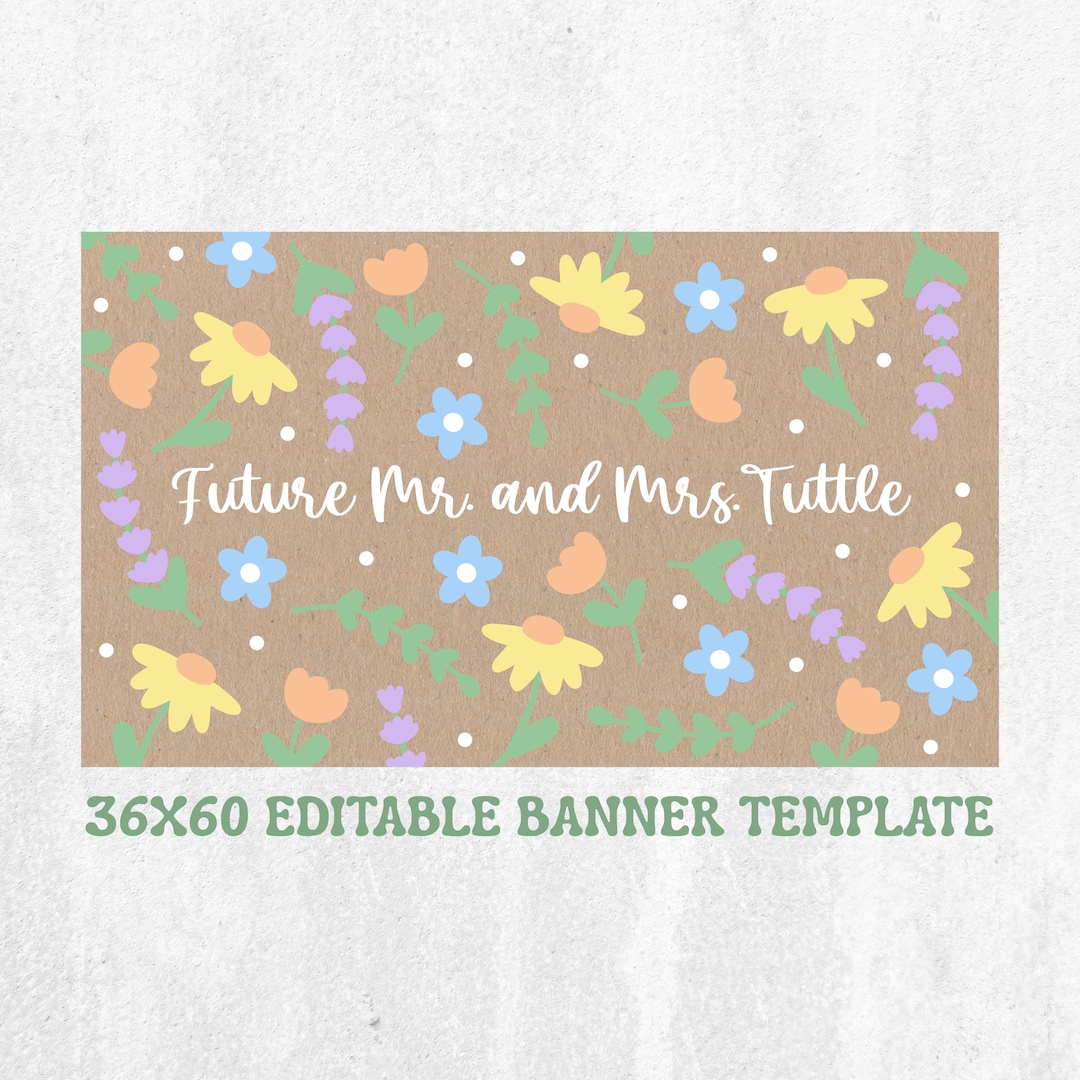 Floral Wedding Banner Template, Brown Paper Design (editable Canva ...