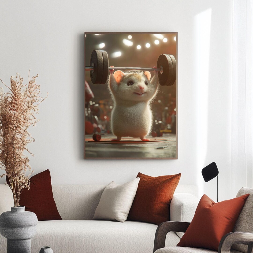 Hamster Weight-lifting Digital Download Art, Funny Hamster Art, Home ...