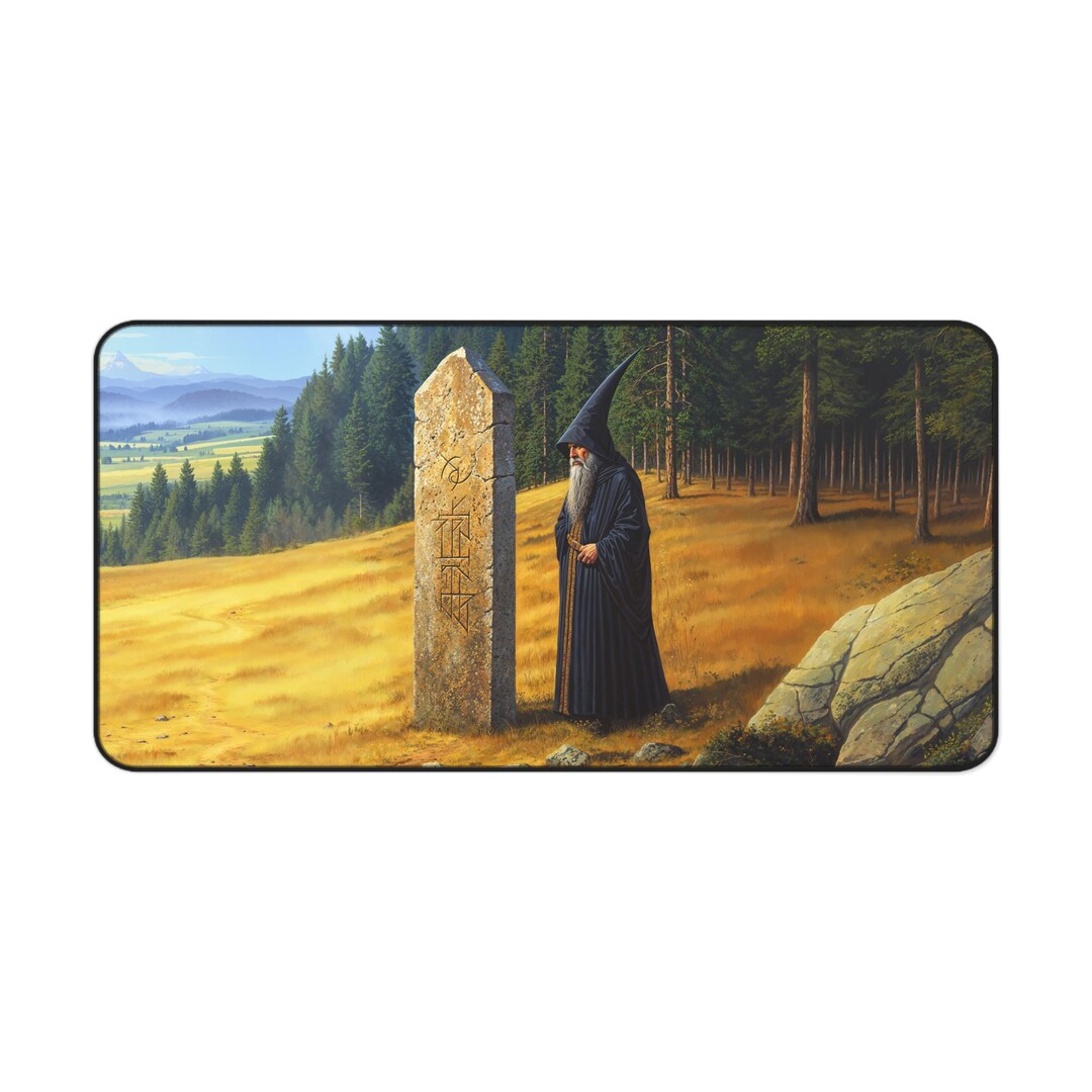 Rune Stone Wizard Desk Mat, Dark Fantasy Rune Stones Design, Retro ...