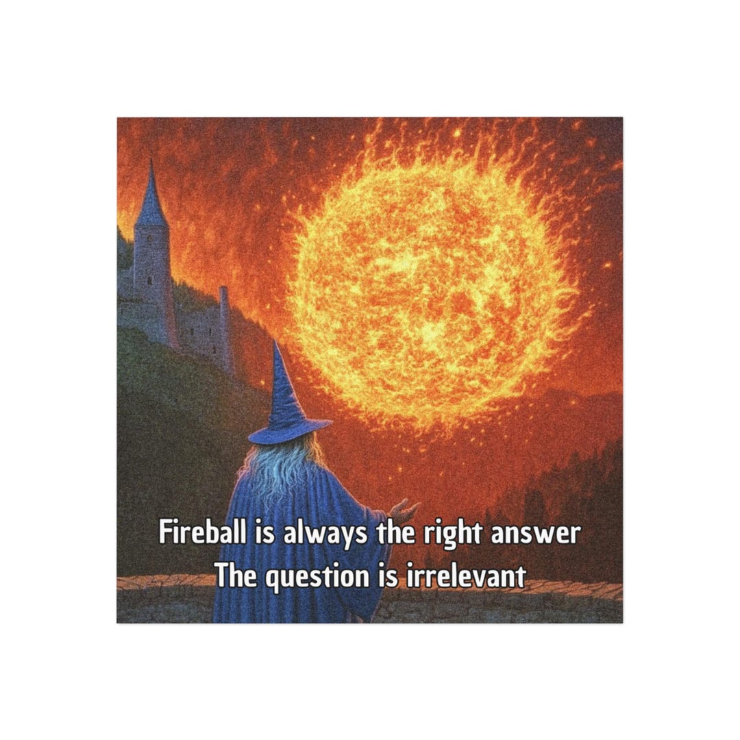 Square Magnet - Fireball is Always the Right Answer - Wizardry Magnet ...
