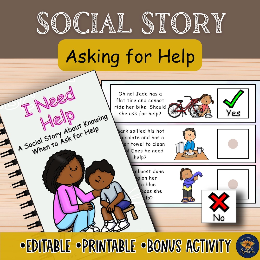 I Can Ask for Help Social Story | Editable Autism SEL Resource With ...