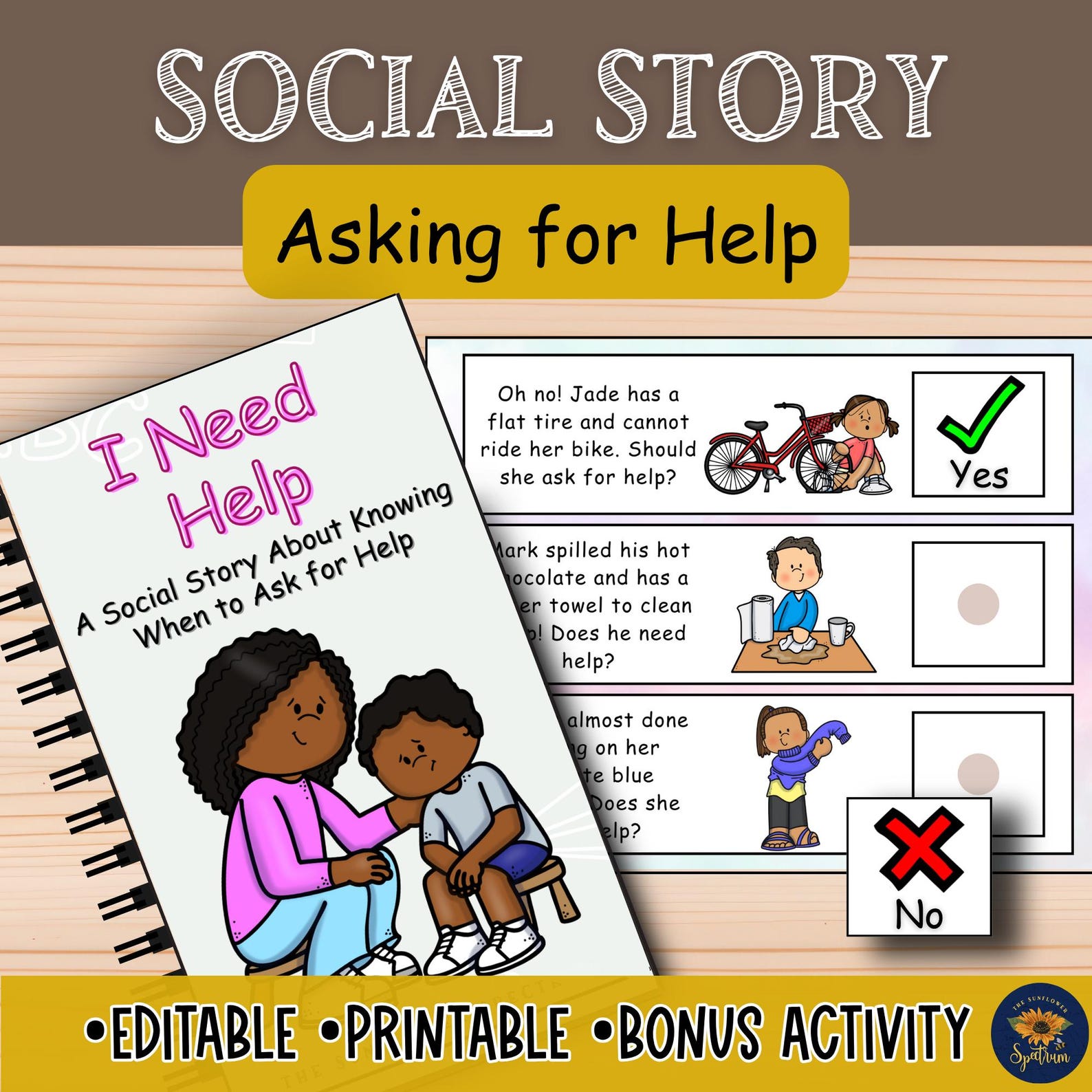 I Can Ask for Help Social Story | Editable Autism SEL Resource With ...
