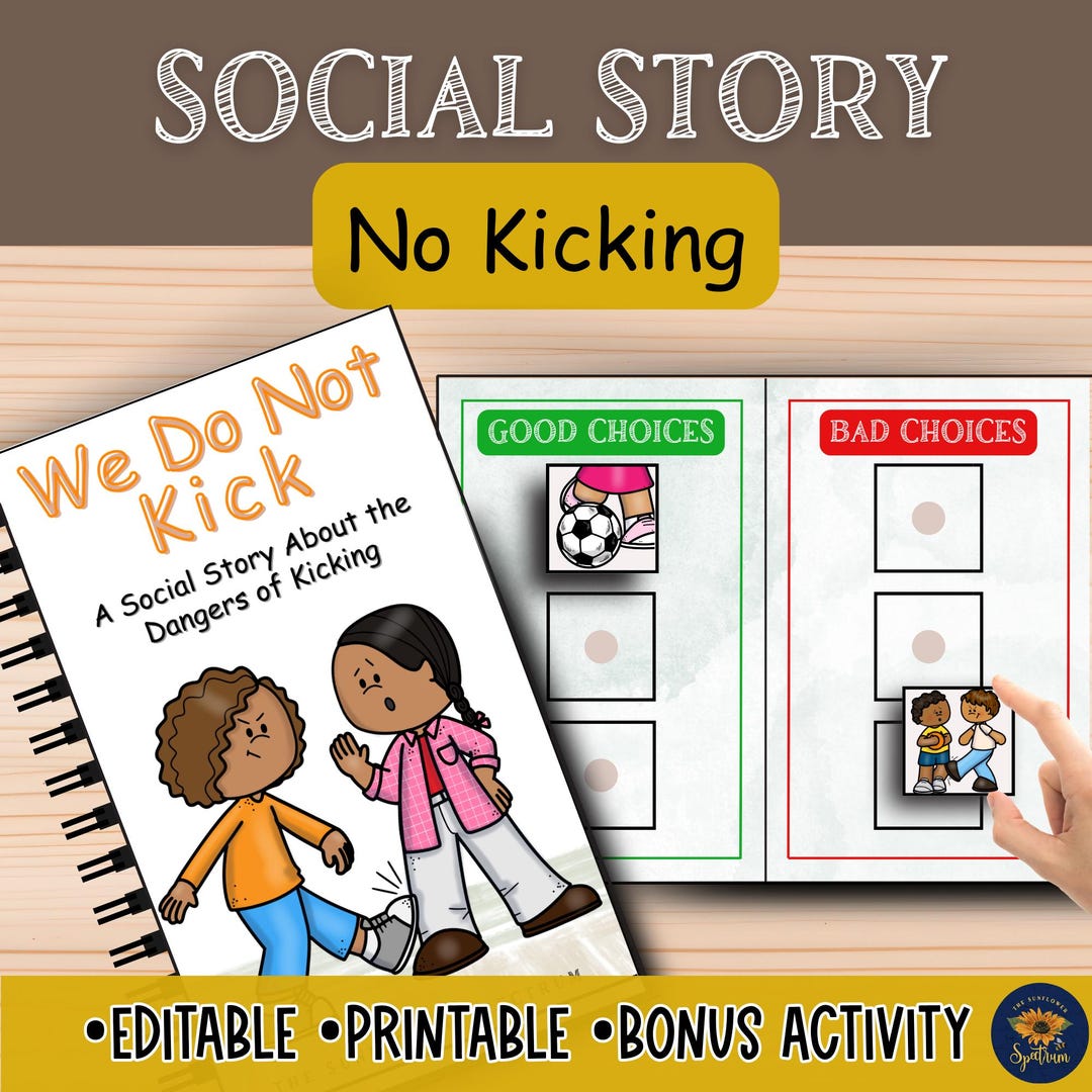 No Kicking Social Story | Self-regulation & Behavior Management | Safe ...