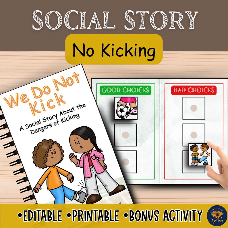 No Kicking Social Story | Self-regulation & Behavior Management | Safe ...