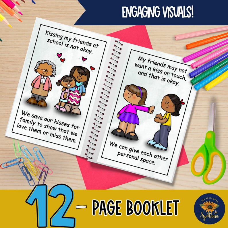 No Kissing at School Social Story | Personal Space Boundaries | Safe ...