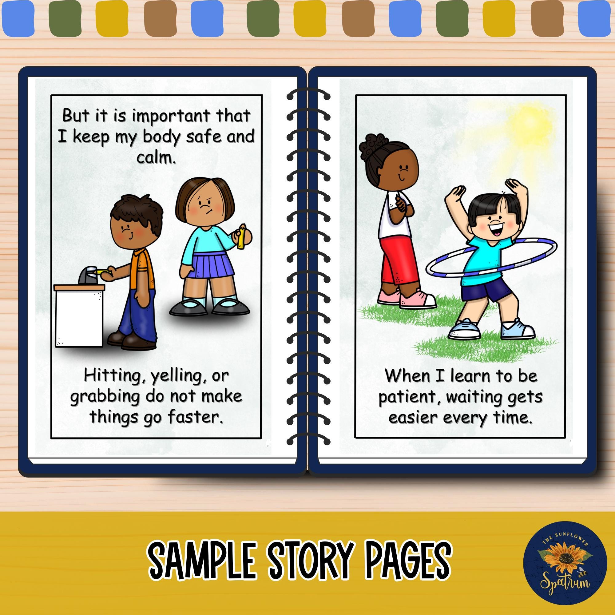 Waiting Social Story With Visual Supports: Stop Go Behavior & Taking ...