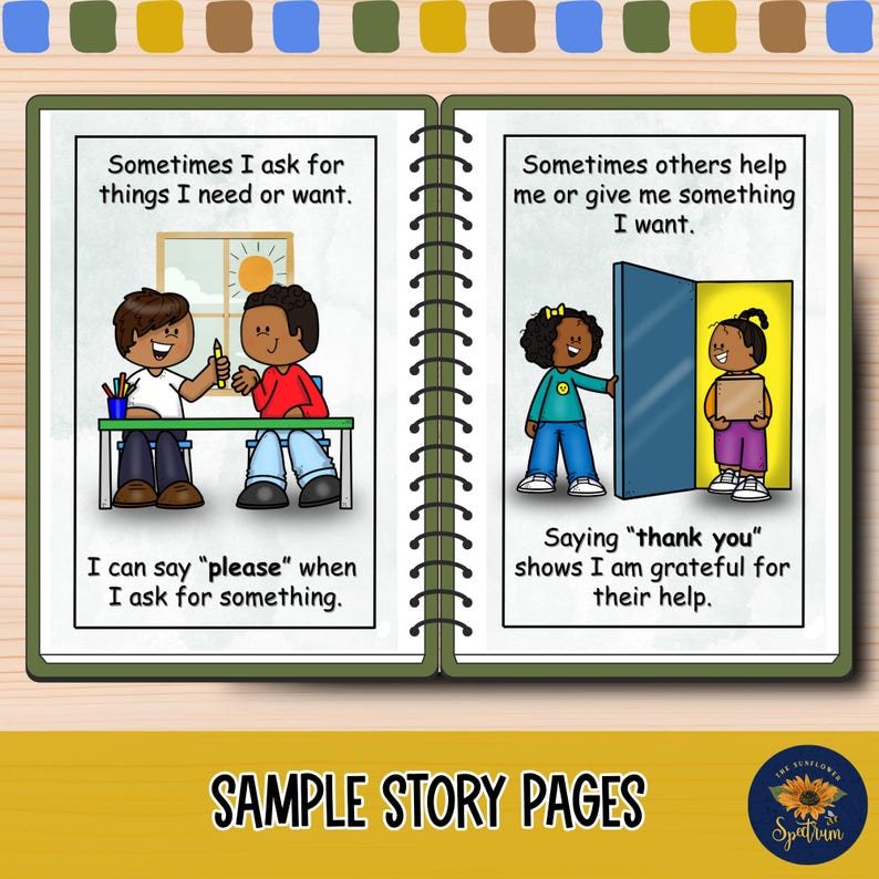 Manners Social Story for Kids: Autism Social Skills, Being Polite ...