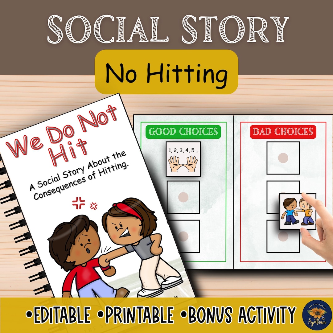 No Hitting Social Story | Hands Are Not for Hitting | Behavior Social ...