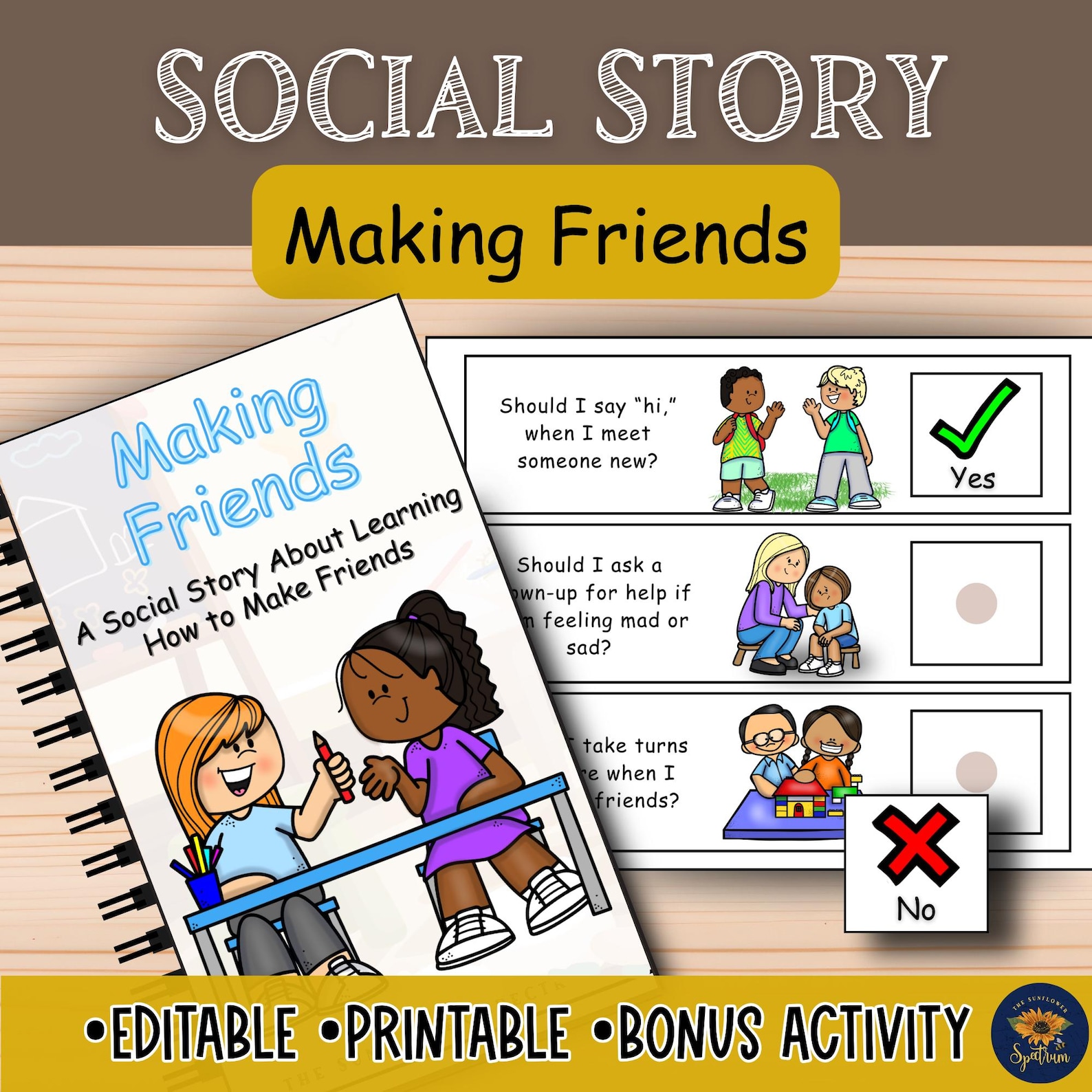 Autism Social Story: Making Friends, Social Skills Activities (PDF ...