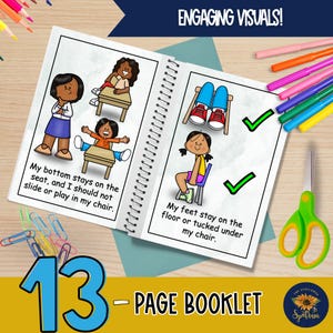 Sitting in My Seat Social Story | Rules for School | Classroom Manners ...