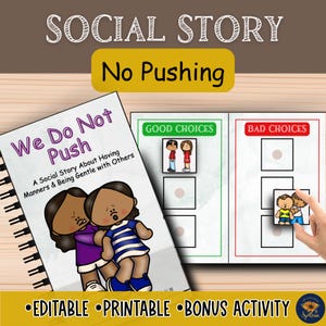 No Pushing Social Story | Safe Hands & Personal Space | Social ...
