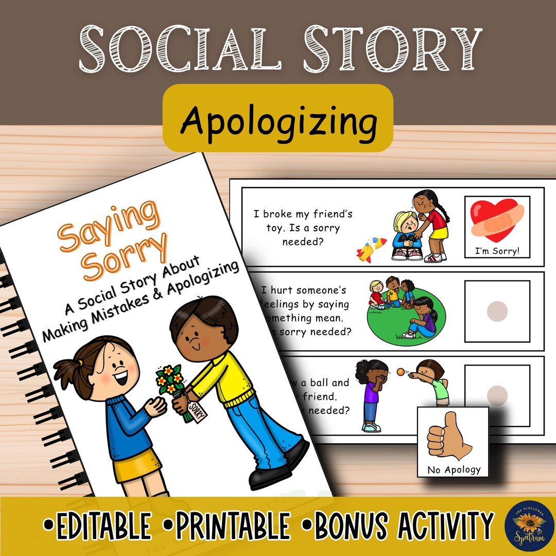 Saying Sorry Social Story: Apologizing, Conflict Resolution for Kids ...