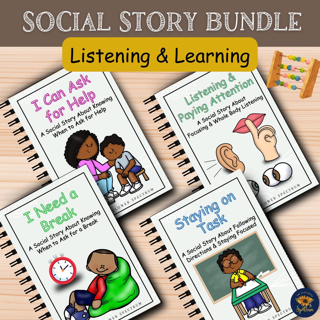 Listening & Following Directions Social Story Bundle | Asking for Help ...