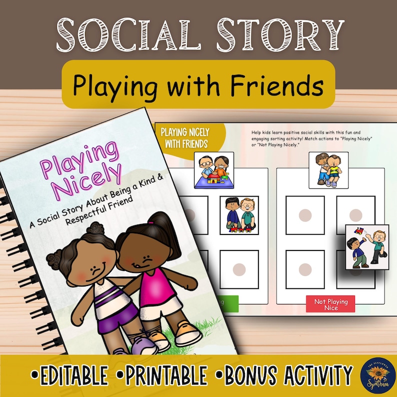 Playing Nicely With Friends Social Story for Autism | Turn-taking ...