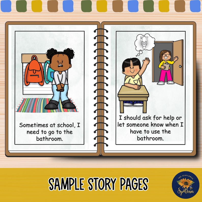 School Bathroom Social Story: Autism Toilet Training, Hygiene Visuals ...