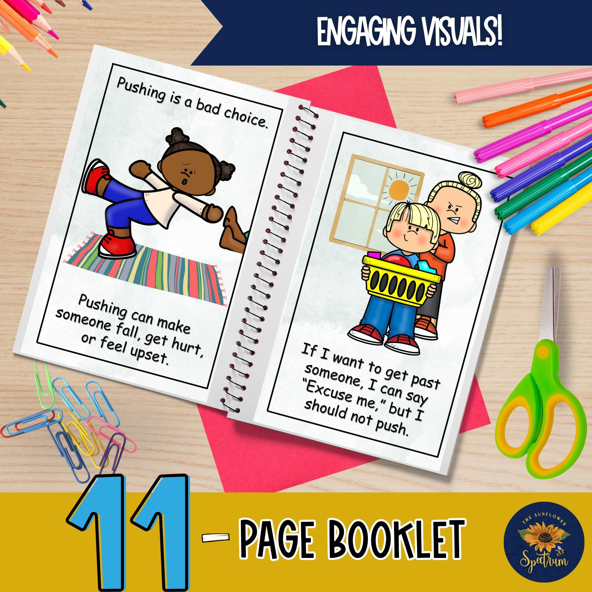 No Pushing Social Story | Safe Hands & Personal Space | Social ...