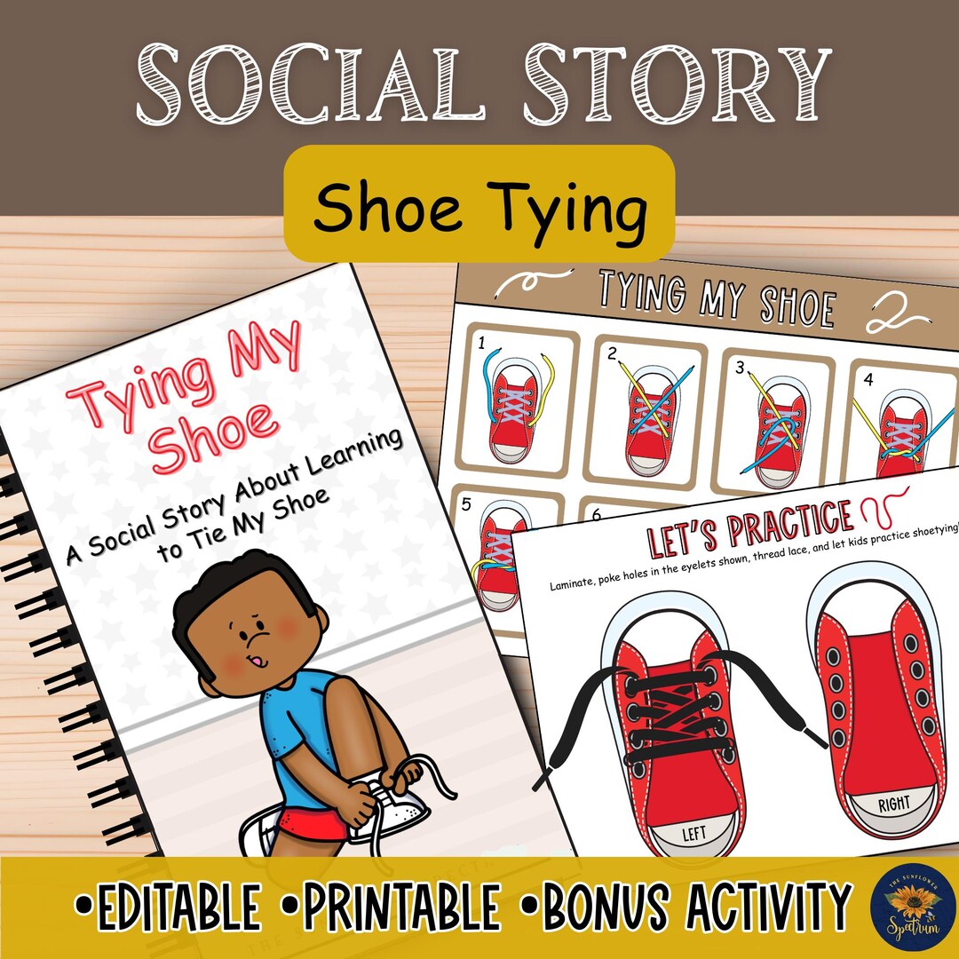 Social Story for Tying Shoes Practice | How to Tie Shoes Printable for ...