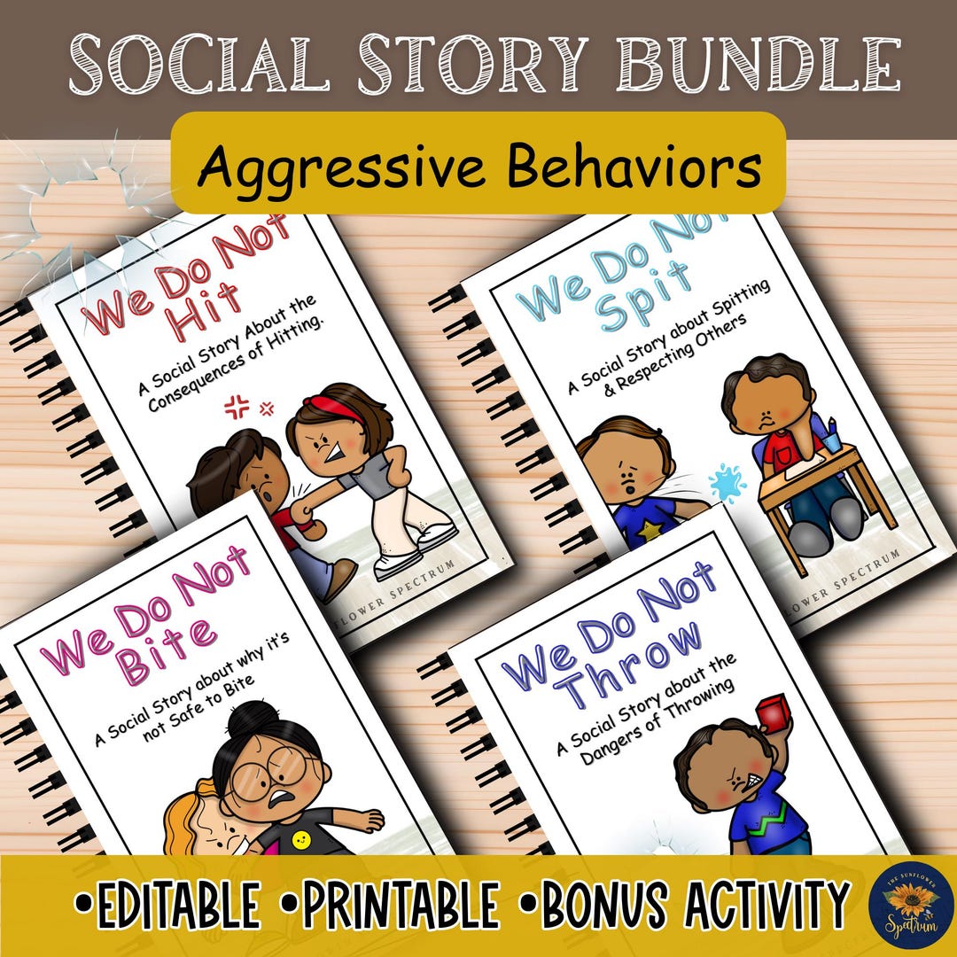 Behavior Social Story Collection | No Hitting, Biting, Spitting ...