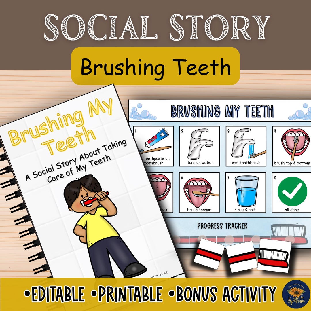 Teeth Brushing Social Story for Autism | Brushing Teeth Sequence Poster ...
