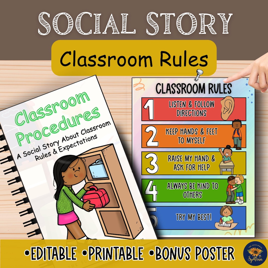 Classroom Rules Social Story | Printable | Classroom Routines Behavior ...