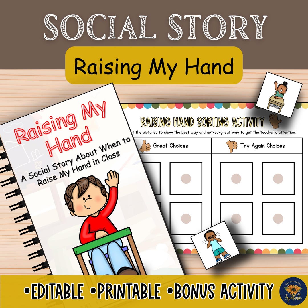 Raising My Hand Social Story | SEL Classroom Rules (printable PDF) - Etsy