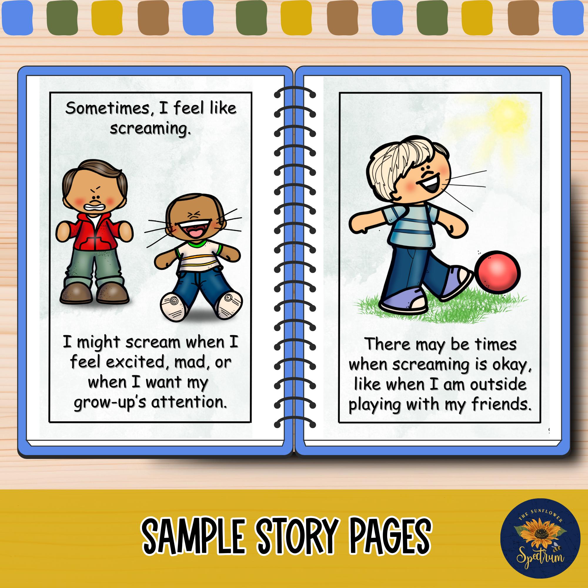 No Screaming Social Story & Voice Level Chart | Teach Quiet Voices and ...