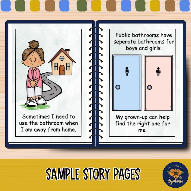 Public Bathroom Social Story: Kids Toilet Training, Autism Visual Aids ...
