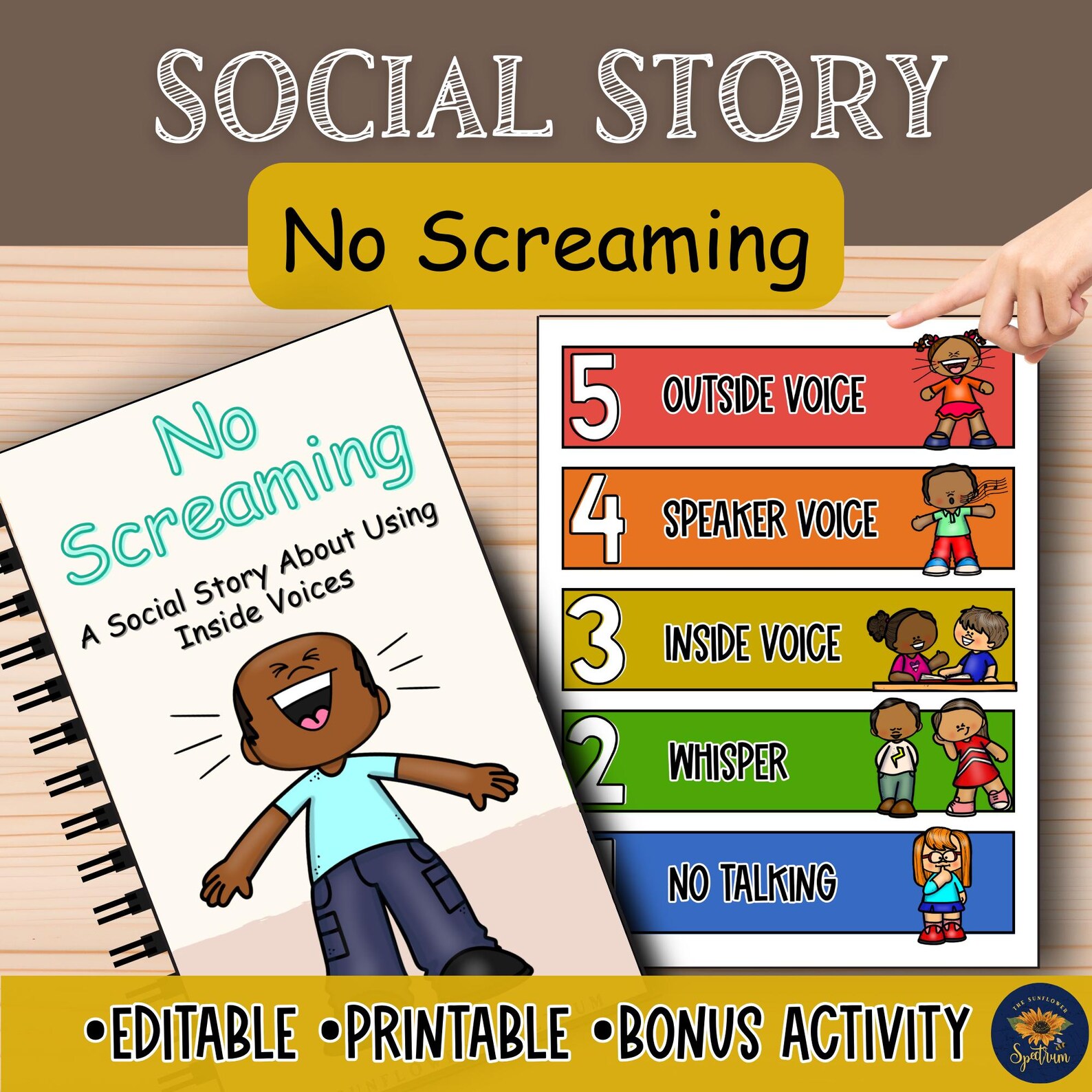No Screaming Social Story & Voice Level Chart | Teach Quiet Voices and ...