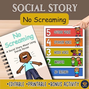 No Screaming Social Story & Voice Level Chart | Teach Quiet Voices and ...