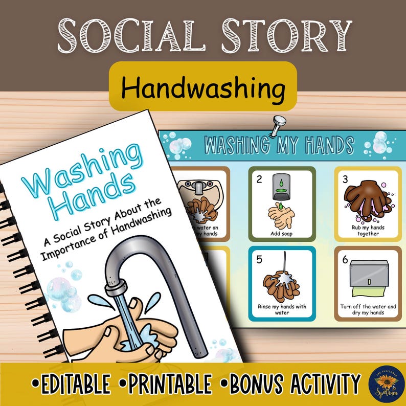 Handwashing Social Story for Kids With Bonus Handwashing Steps Poster ...