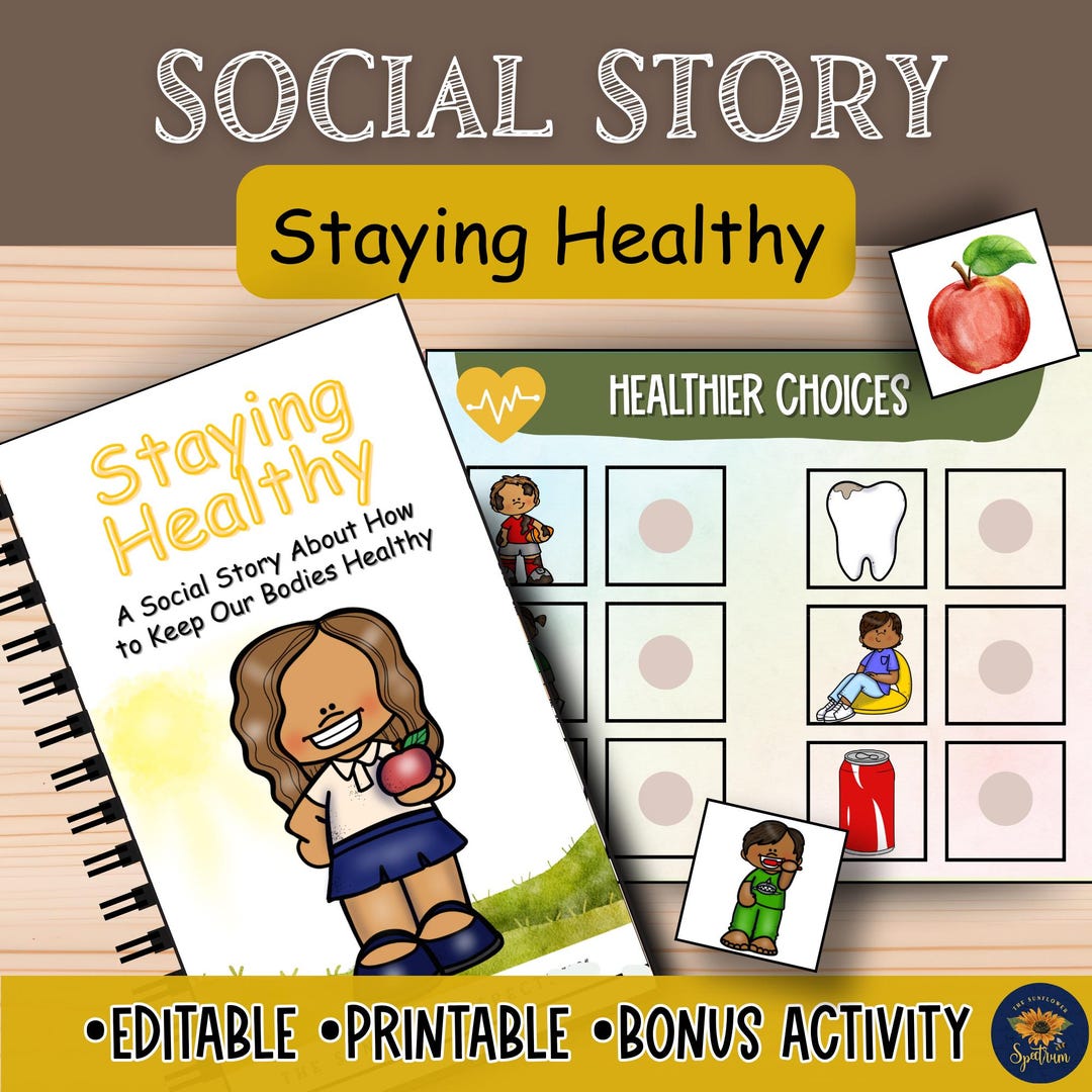Stay Healthy Social Story & Healthy Choices Matching Activity | Life ...