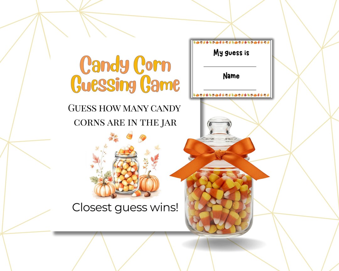 Candy Corn Guessing Game Sign for Thanksgiving Candy Guess How Many ...