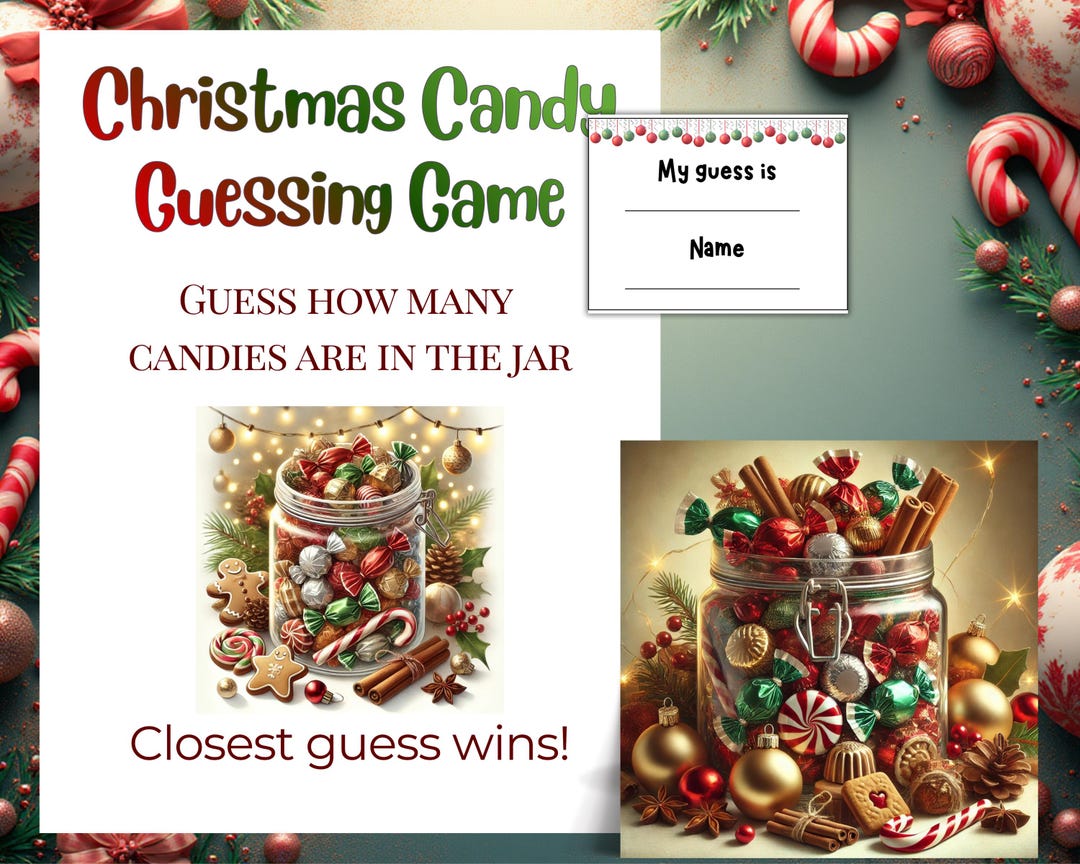 Christmas Candy Guessing Game Sign for Holiday Candy Guess How Many ...