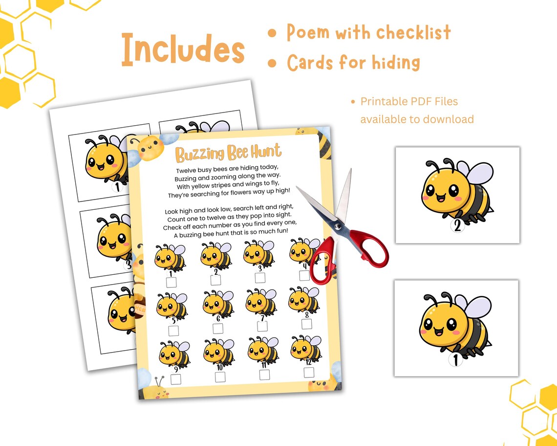 Bee Scavenger Hunt Printable, Spring Classroom Activity, Preschool ...