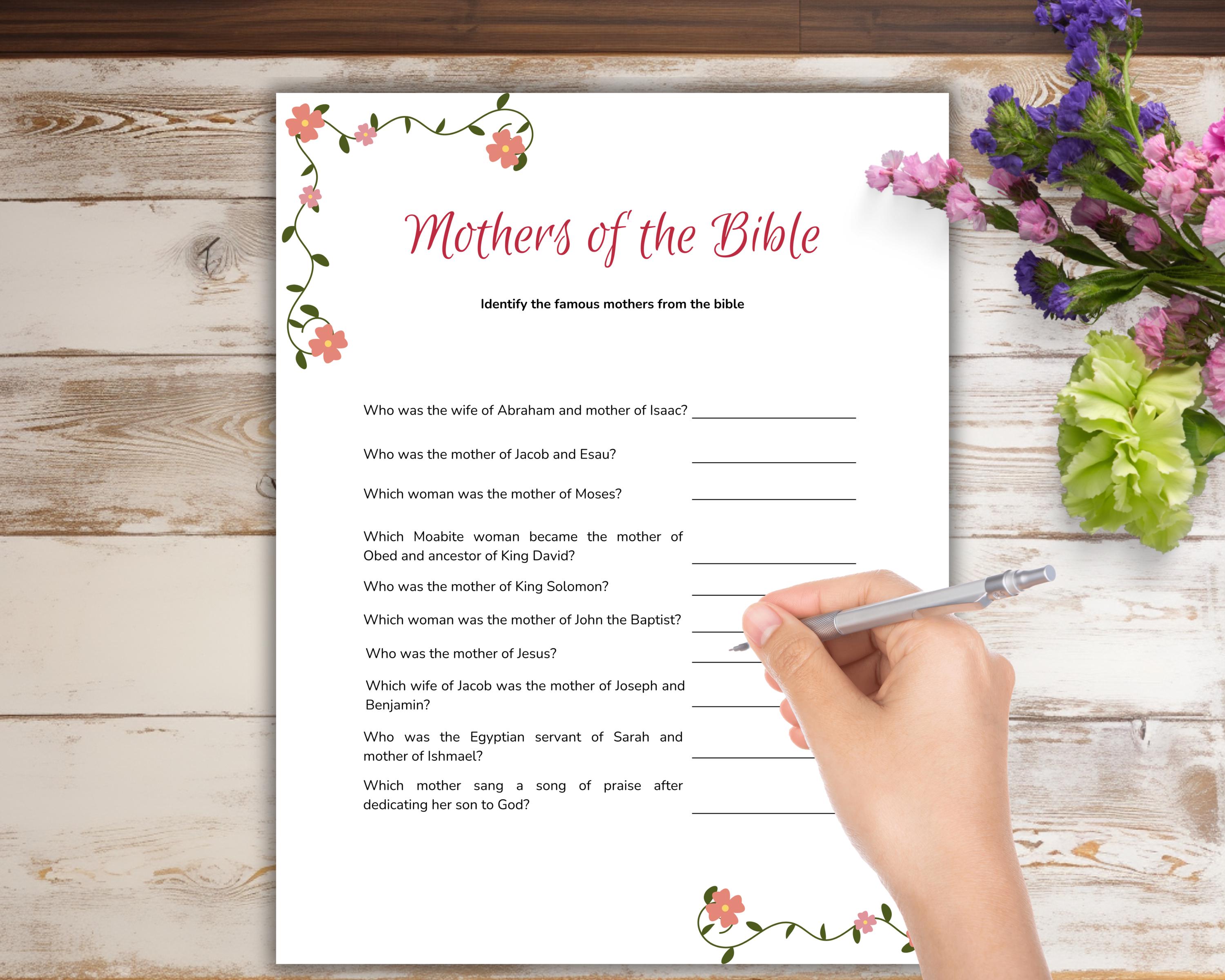 Mothers of the Bible Mothers Day Game Printable, Christian Mothers Day ...